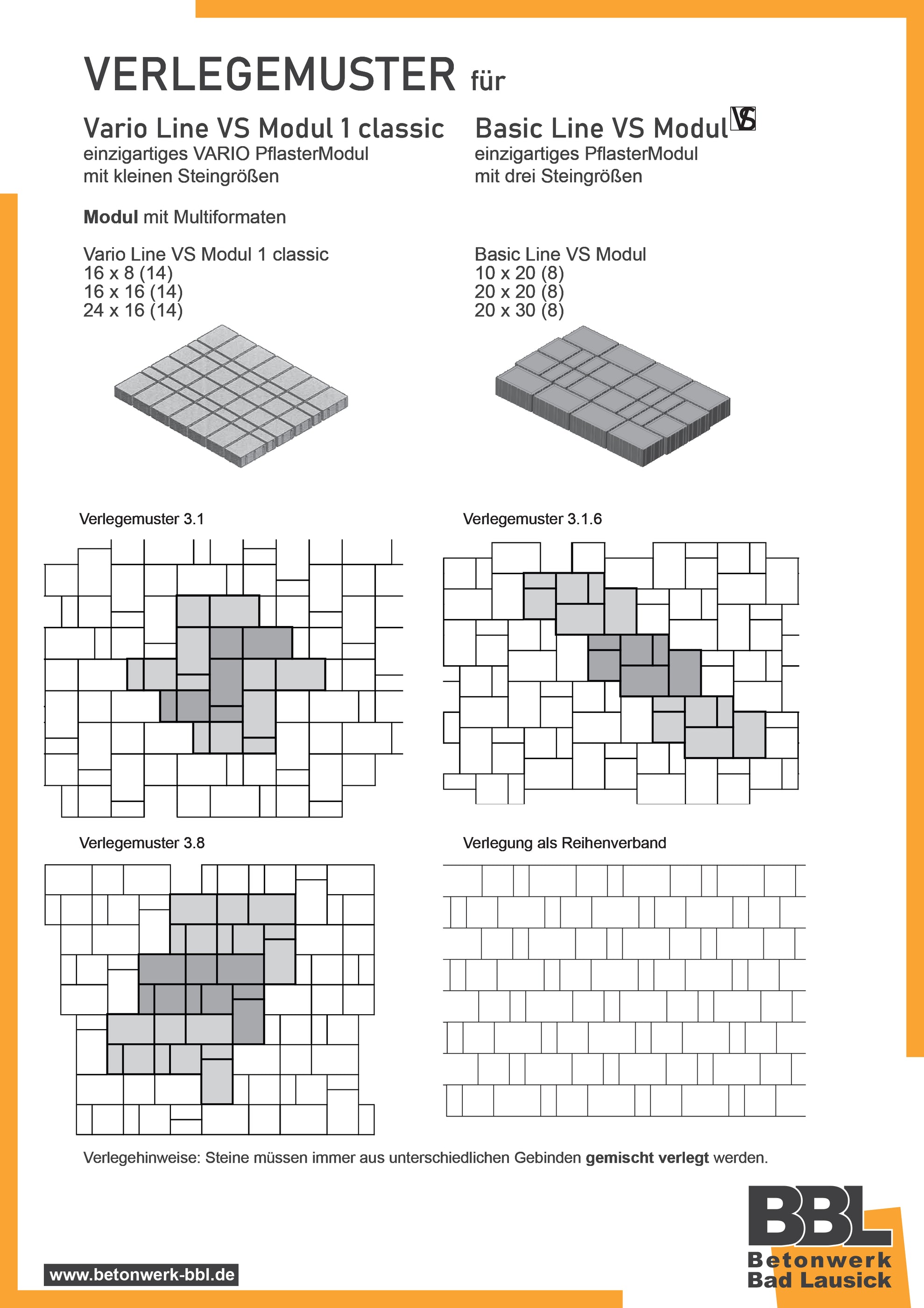 BBL Pflasterstein Beton BASIC LINE VS - MODUL, 8 cm